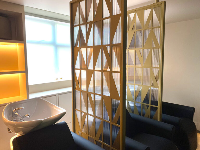 Beautiful laminated beauty and hairdressing salon screens – laser cut ...